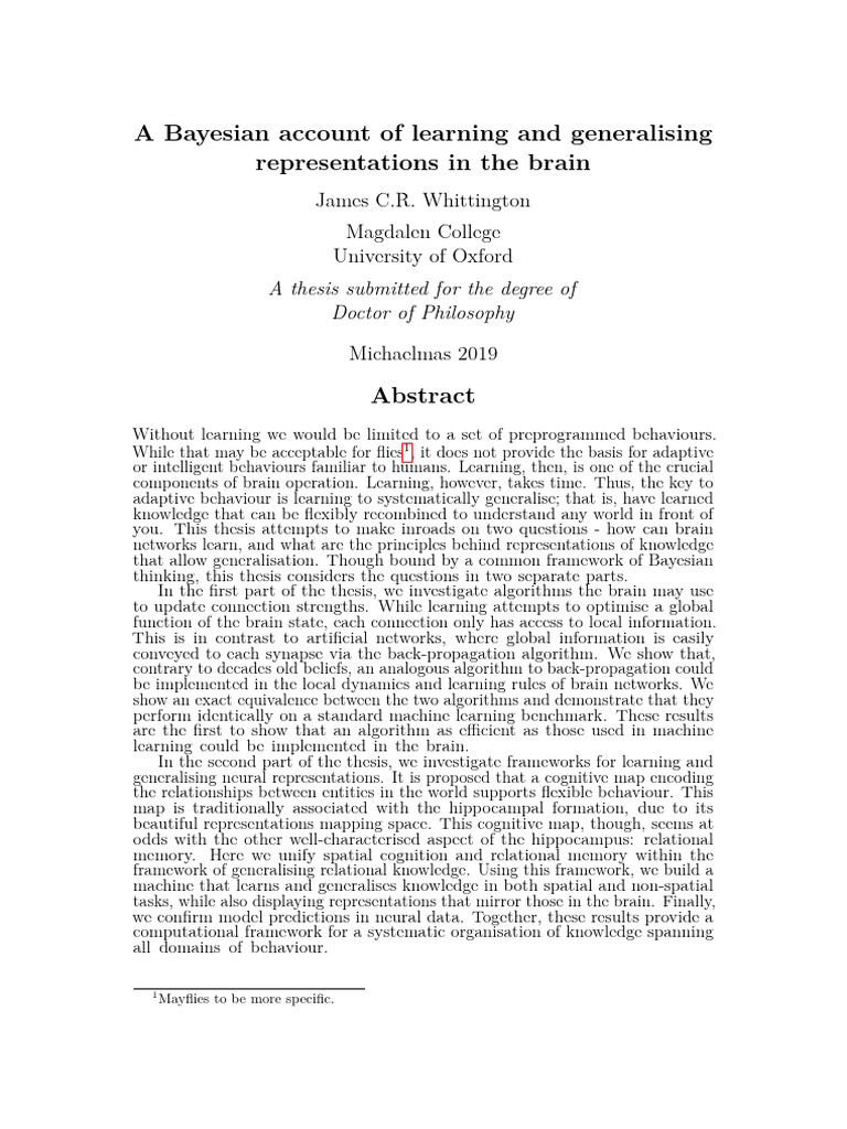 A Bayesian Account Of Learning And Generalising Representations In The Brain Pdf Neuron