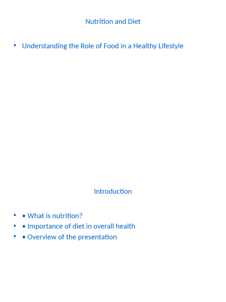 Nutrition and Diet Presentation | PDF