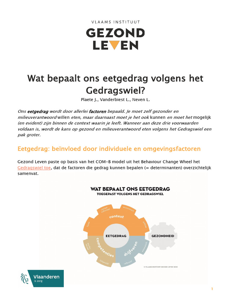 Wat Bepaalt Ons Eetgedrag Volgens Het Gedragswiel PDF DEF | PDF