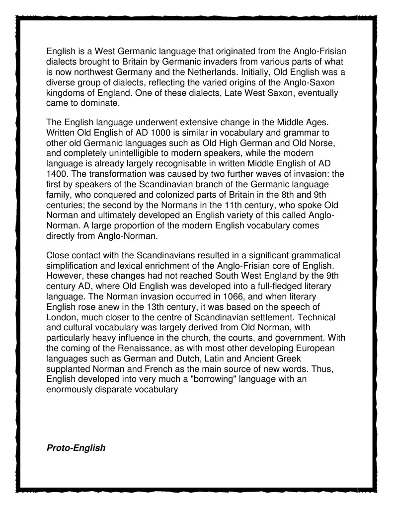 Proto English | PDF | English Language | Anglo Saxons