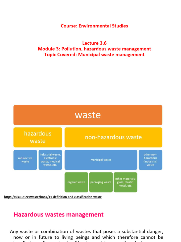 EVS lecture Waste management | PDF | Waste | Waste Management