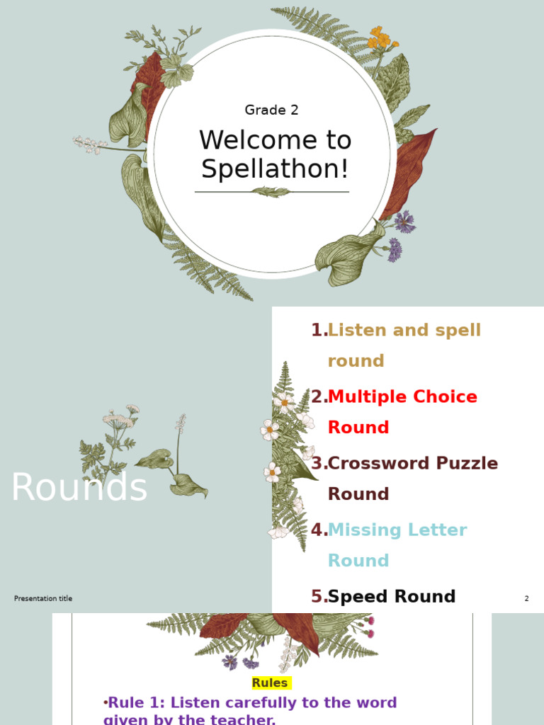 Grade 2 Spellathon | PDF | Puzzles | Spelling