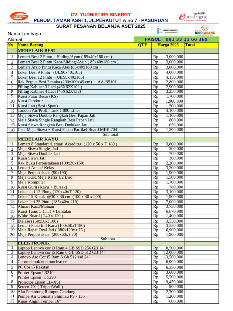 Katalog Belanja Aset 2025 | PDF
