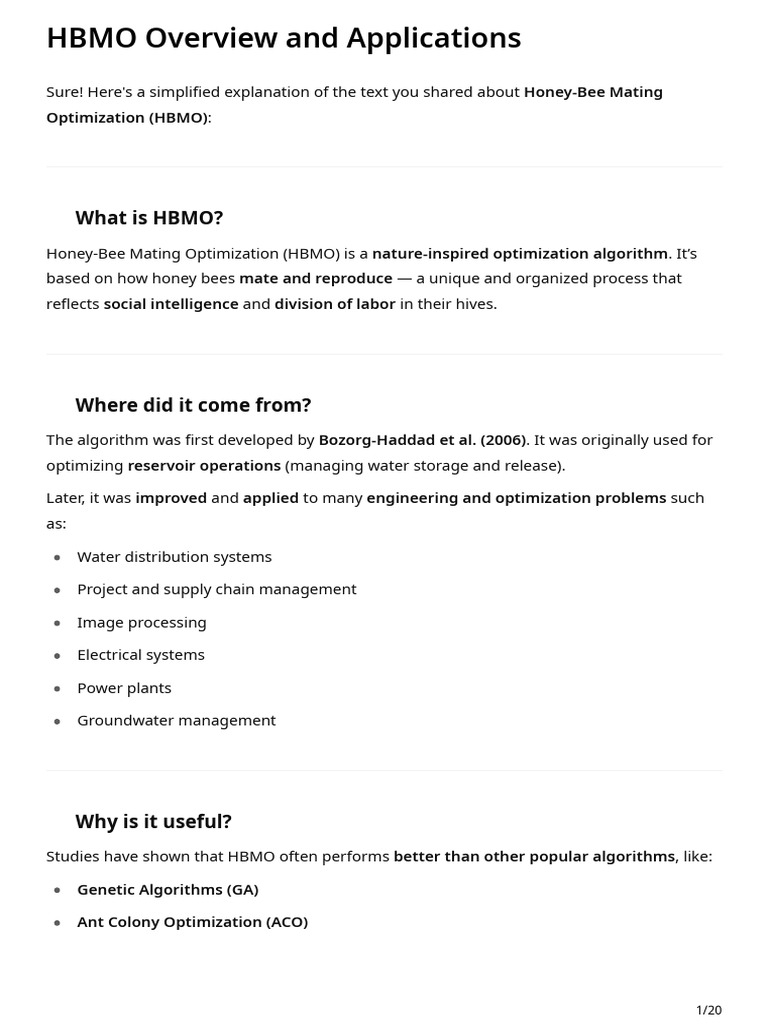 Honey-Bee Mating Optimization Explained | PDF | Western Honey Bee | Honey Bee
