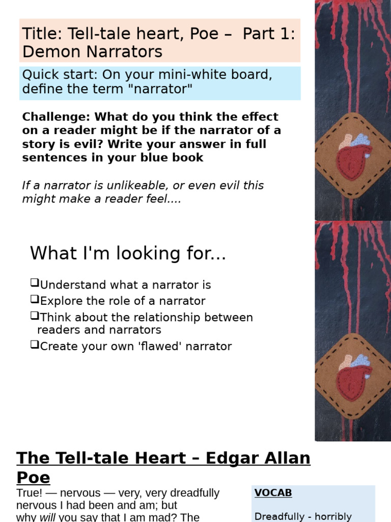 Gothic Writing and The Tell-Tale Heart 4 Lessons BHT | PDF | Adverb ...