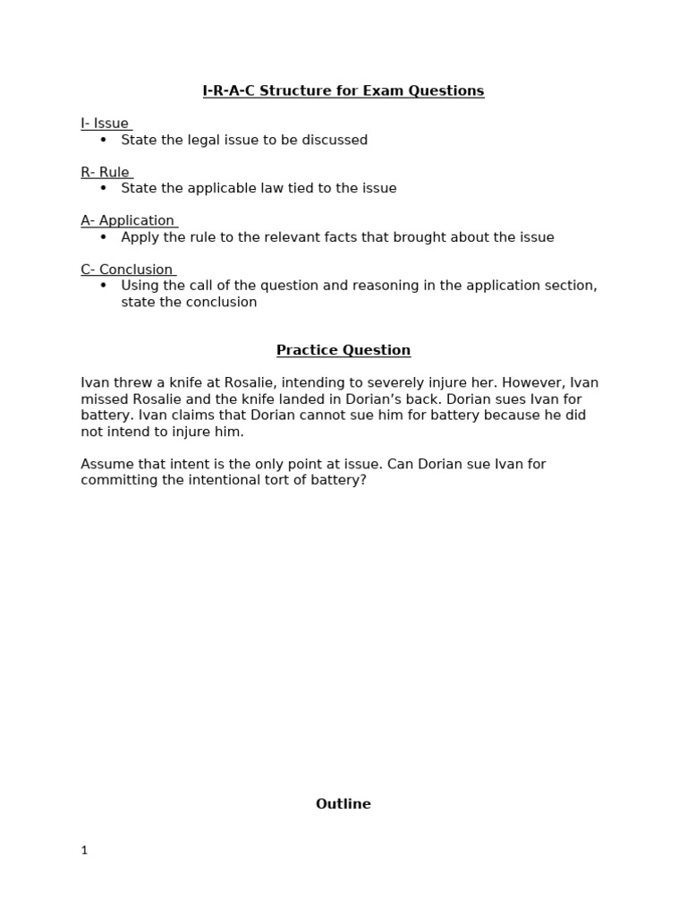 IRAC Handout & Example | PDF