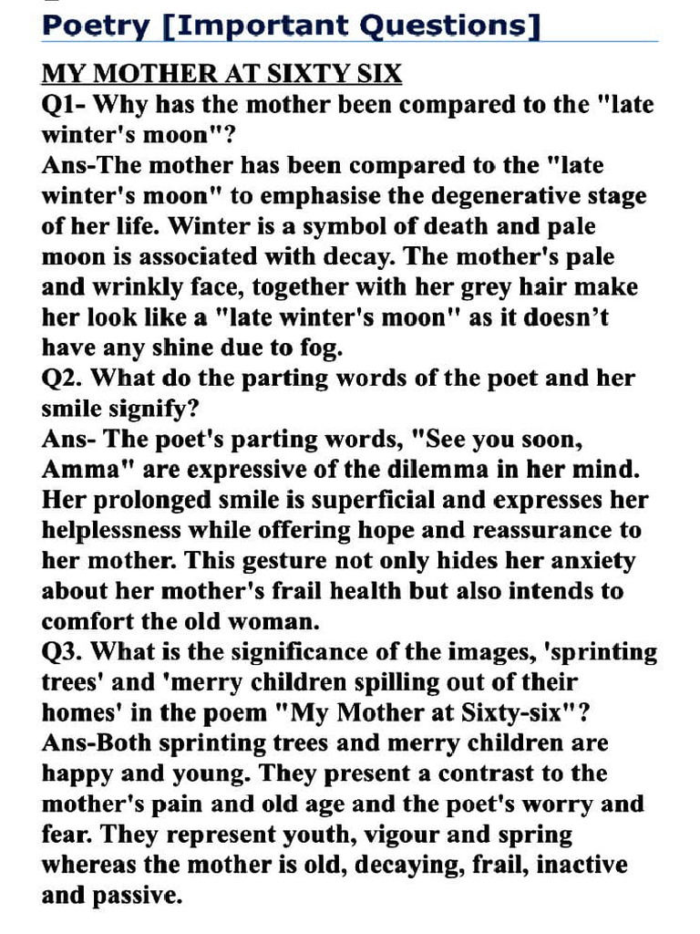 Poetry Analysis and Key Questions | PDF | Psychology | Psychological ...