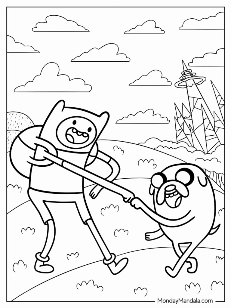 Finn and Jake First Bump Coloring Page | PDF