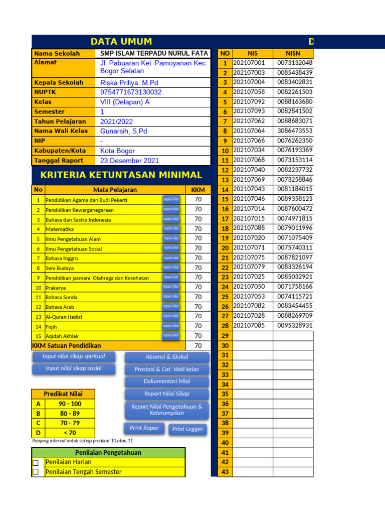baru RAPORT PAS SEMESTER GANJIL 2021 2022 fix | PDF
