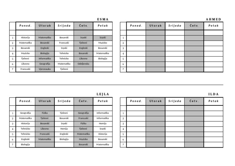 Raspored Casova 2021 | PDF