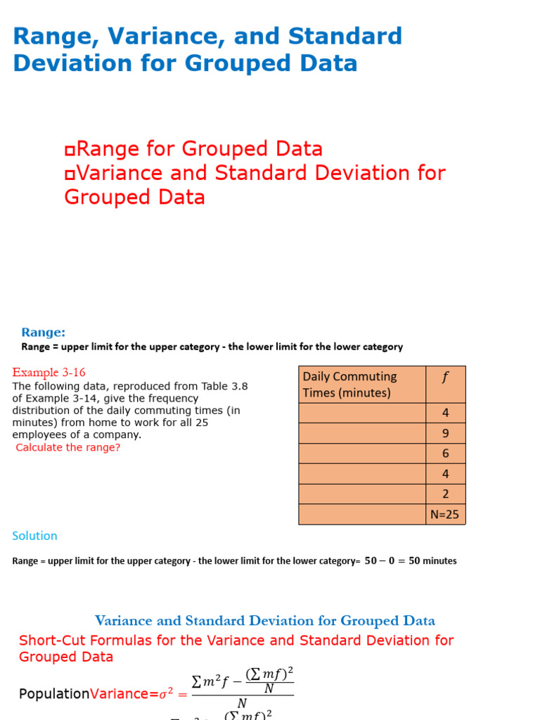 6-Range, Variance, and Standard Deviation For Grouped Data (3) | PDF ...