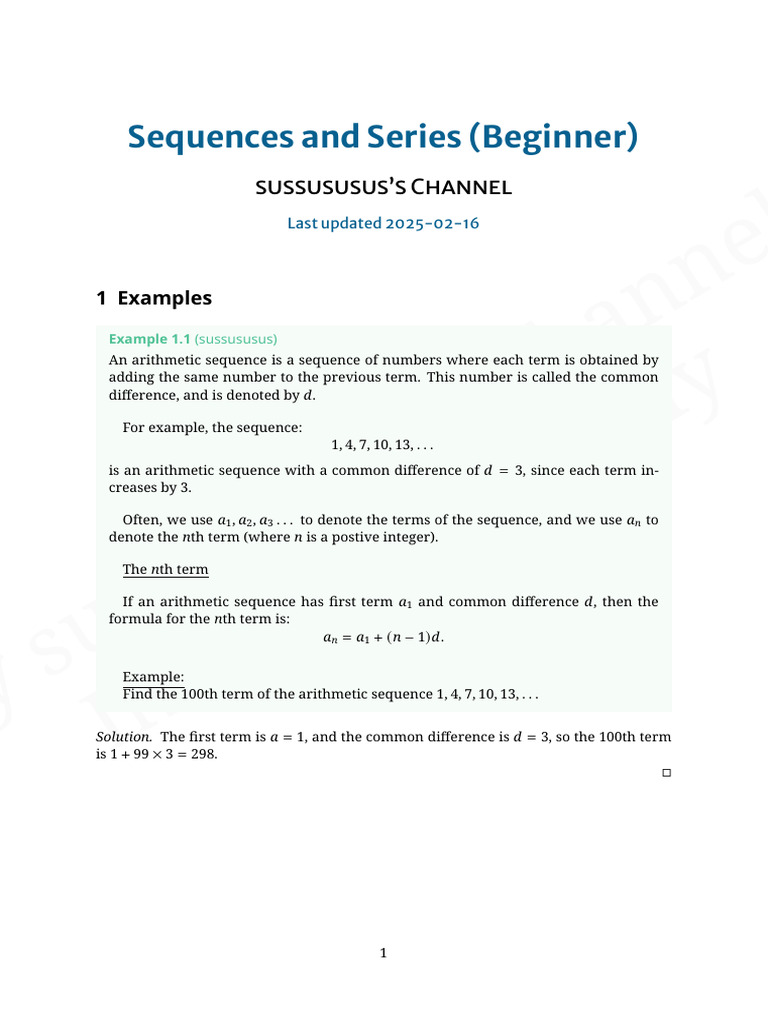 Sequences Series Problemset | PDF | Summation | Number Theory