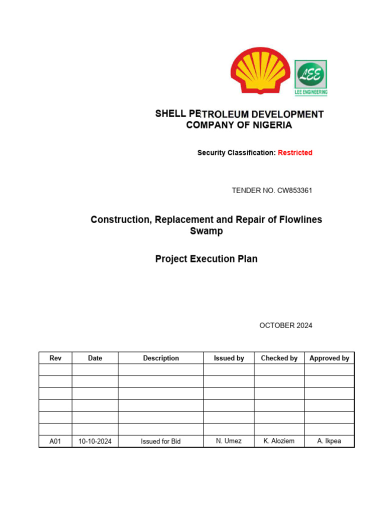 Flowlines Swamp Project Execution Plan | PDF | Welding | Construction