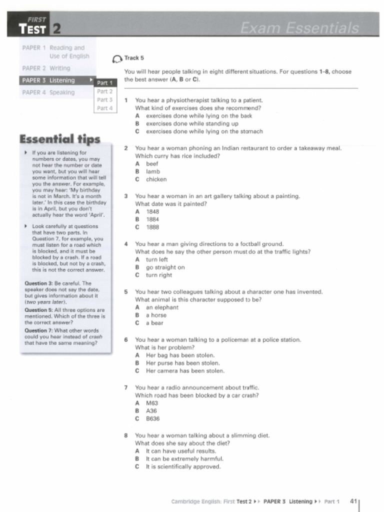 FCE (25th Sep) - Listening Homework | PDF