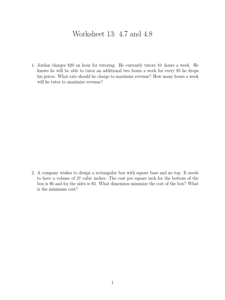 Worksheet 13 | PDF