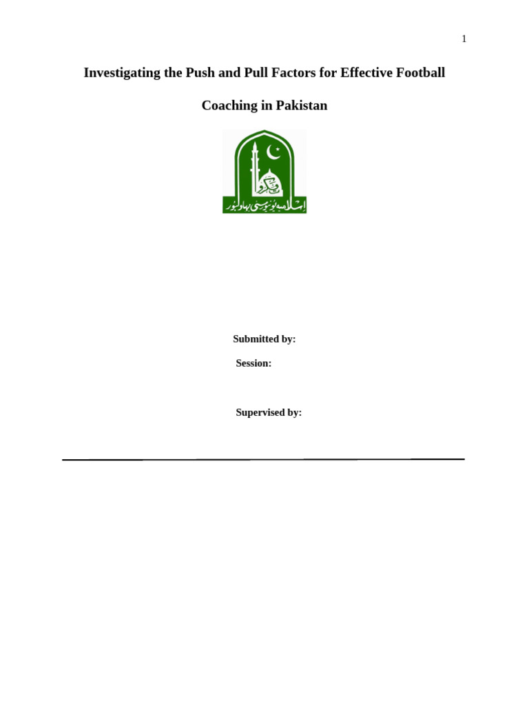 Thesis Sir Badar Investigating the Push and Pull Factors for Effective ...