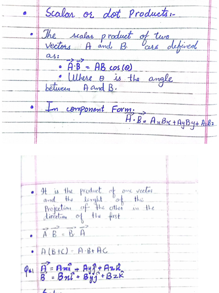 Scalar or Dot Product, Vector or Cross Product | PDF