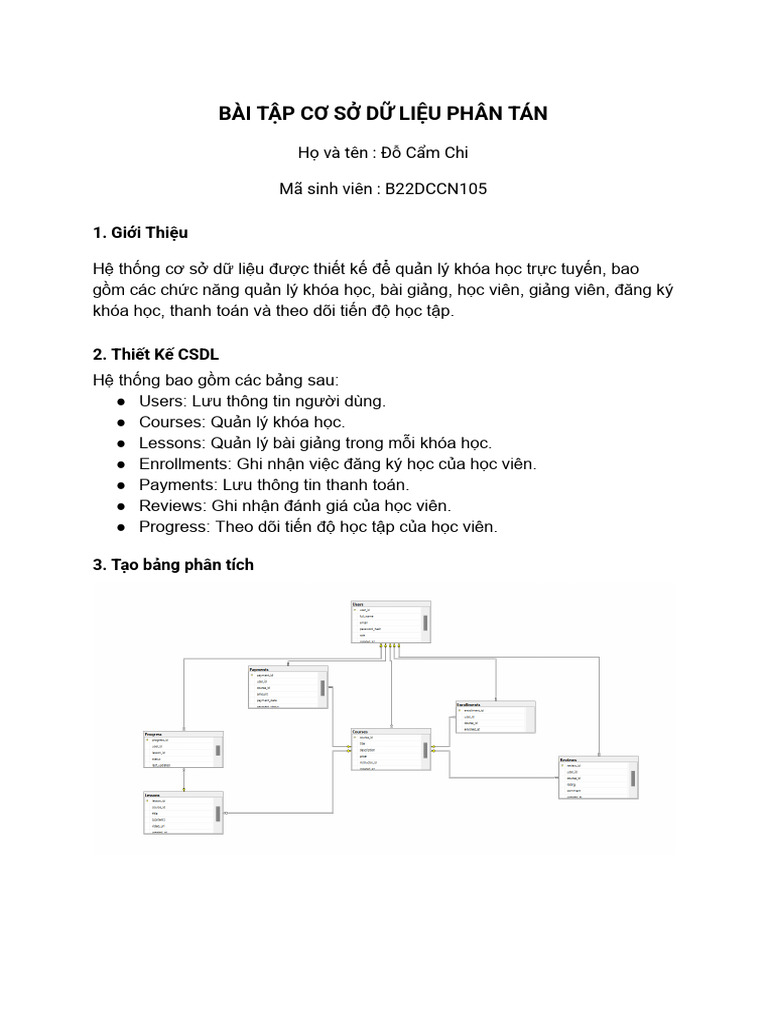 BÀI TẬP CSDLPT | PDF