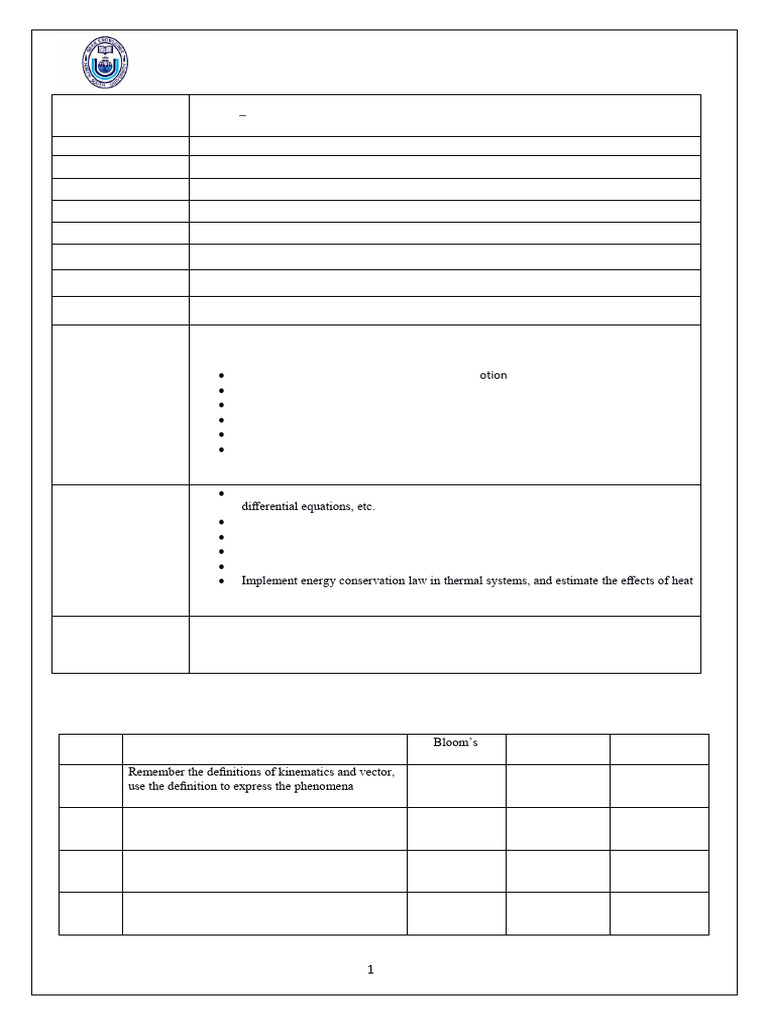 Course Outline Phy107-Spring-2025 RKS | PDF | Force | Newton's Laws Of Motion