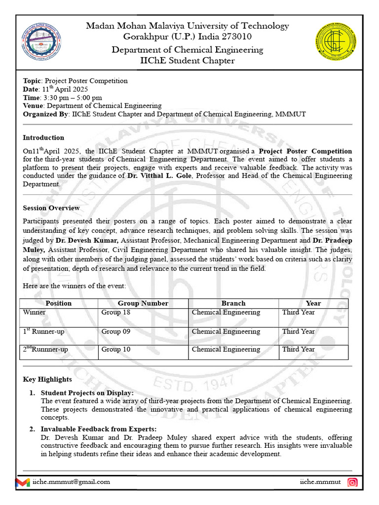Chemical Engineering Project Poster Event | PDF | Engineering | Learning