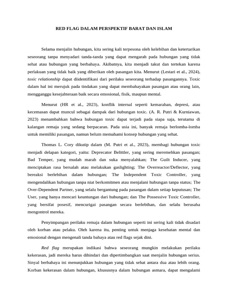 Red Flag dalam Hubungan: Barat vs Islam | PDF