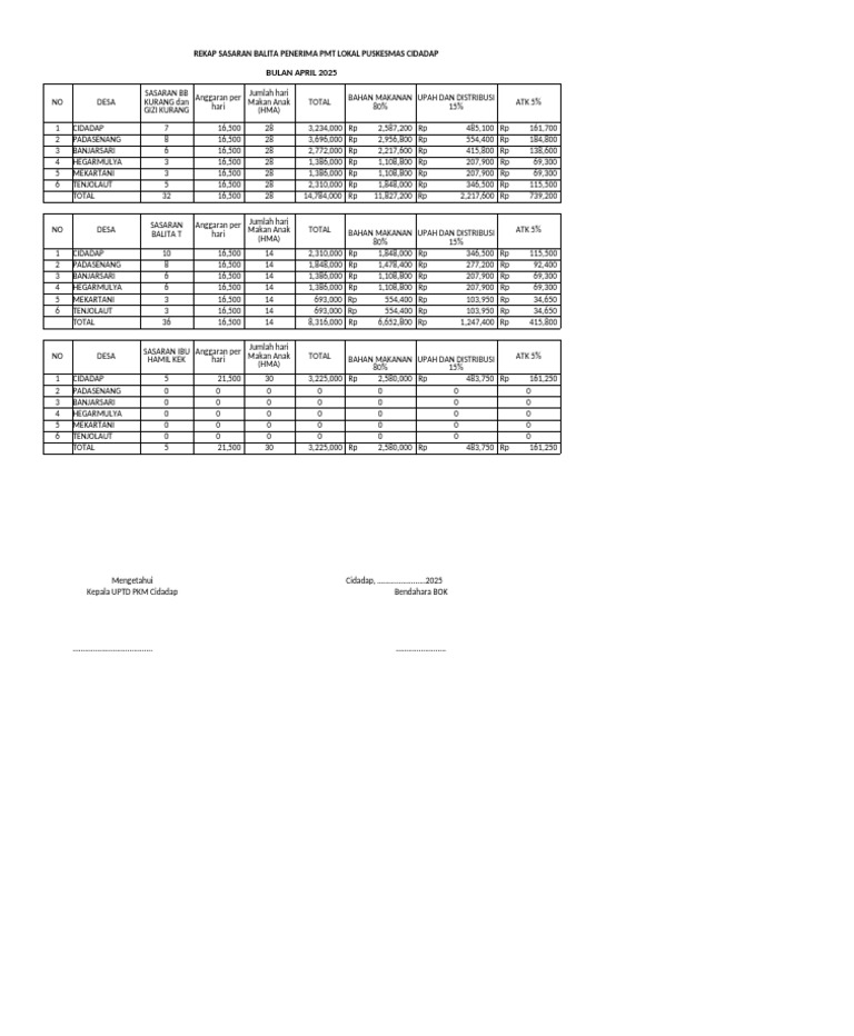 Contoh RBA Puskesmas Cidadap | PDF