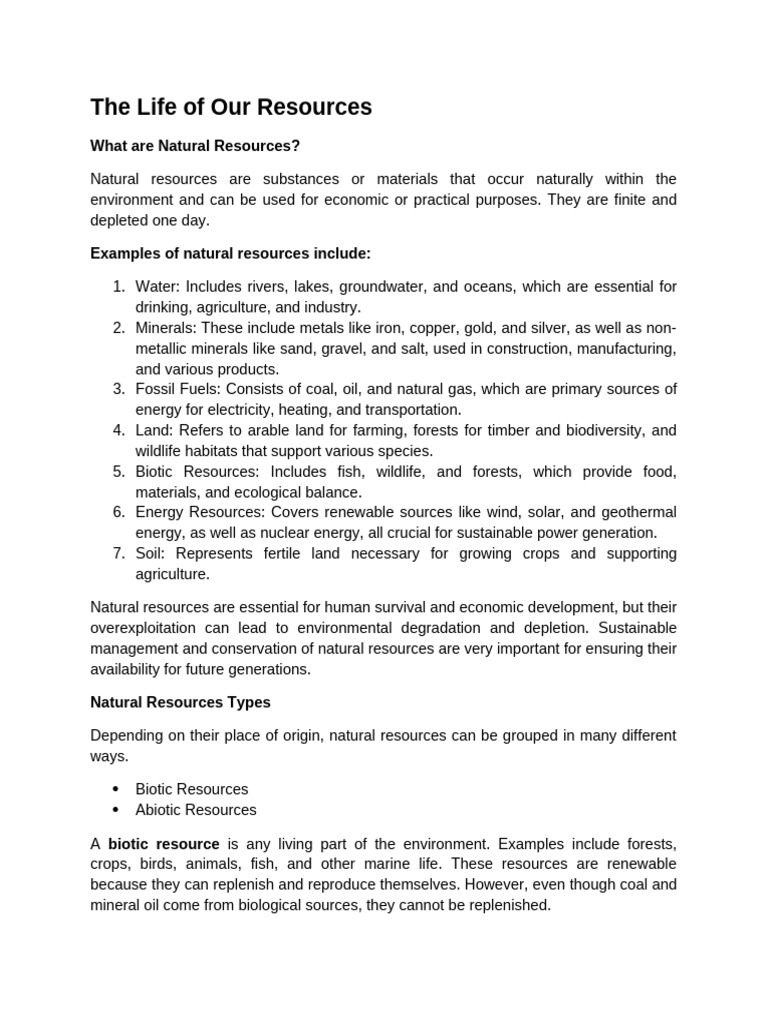 Understanding Natural Resources and Their Management | PDF | Renewable ...
