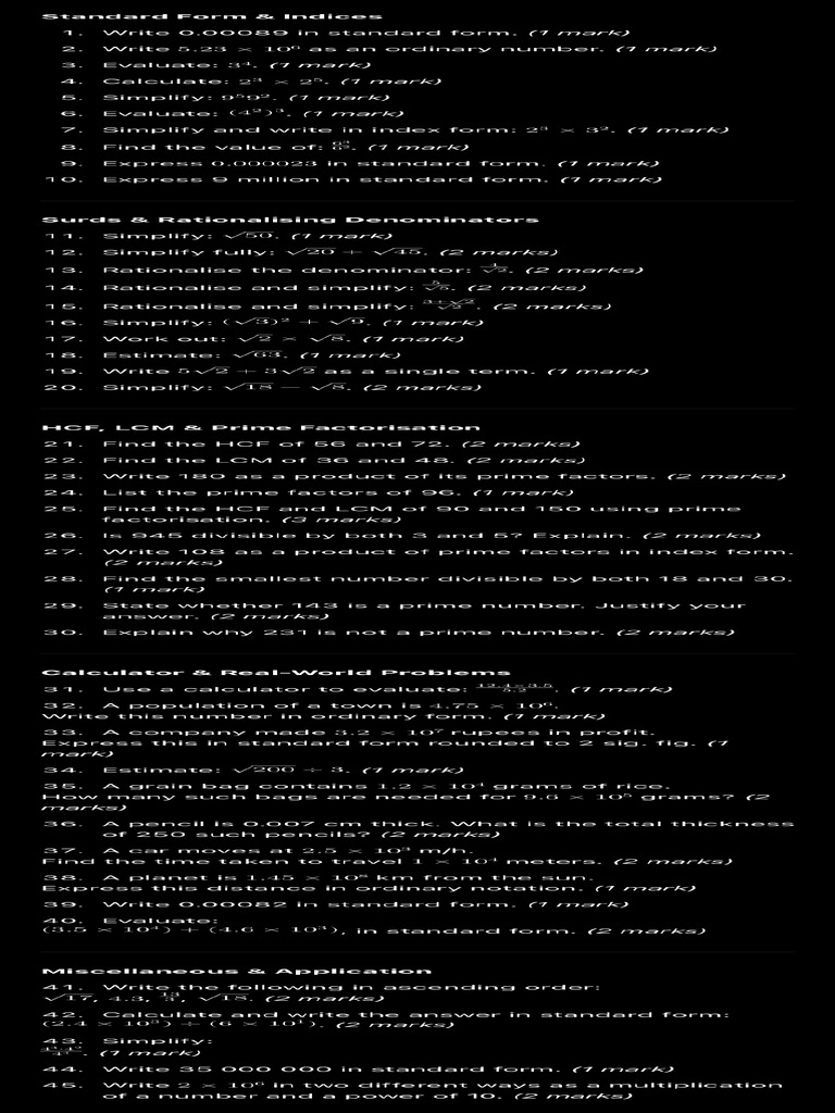 IGCSE Math Unit Test | PDF