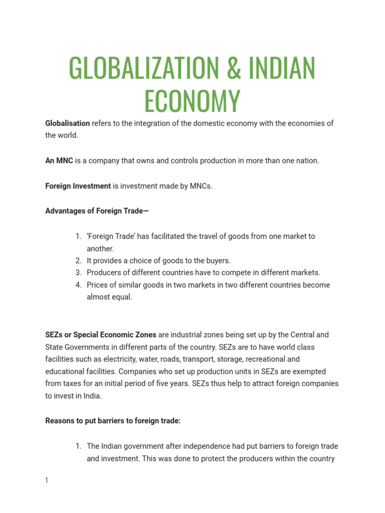Globalization & Indian Economy | PDF | Globalization | Multinational ...