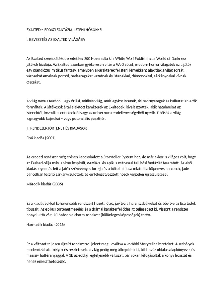 Exalted RPG Ismertető | PDF
