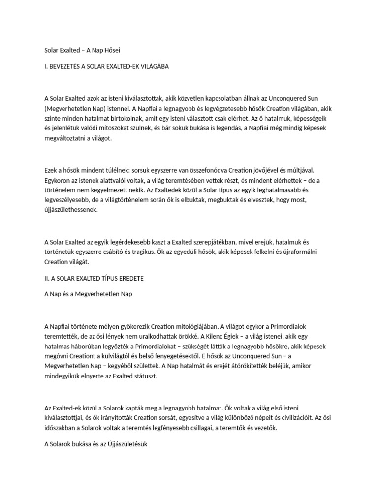 Solar Exalted - Ismertető | PDF