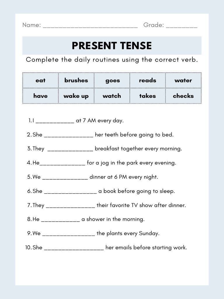 Daily Routine Sentence Practice | PDF