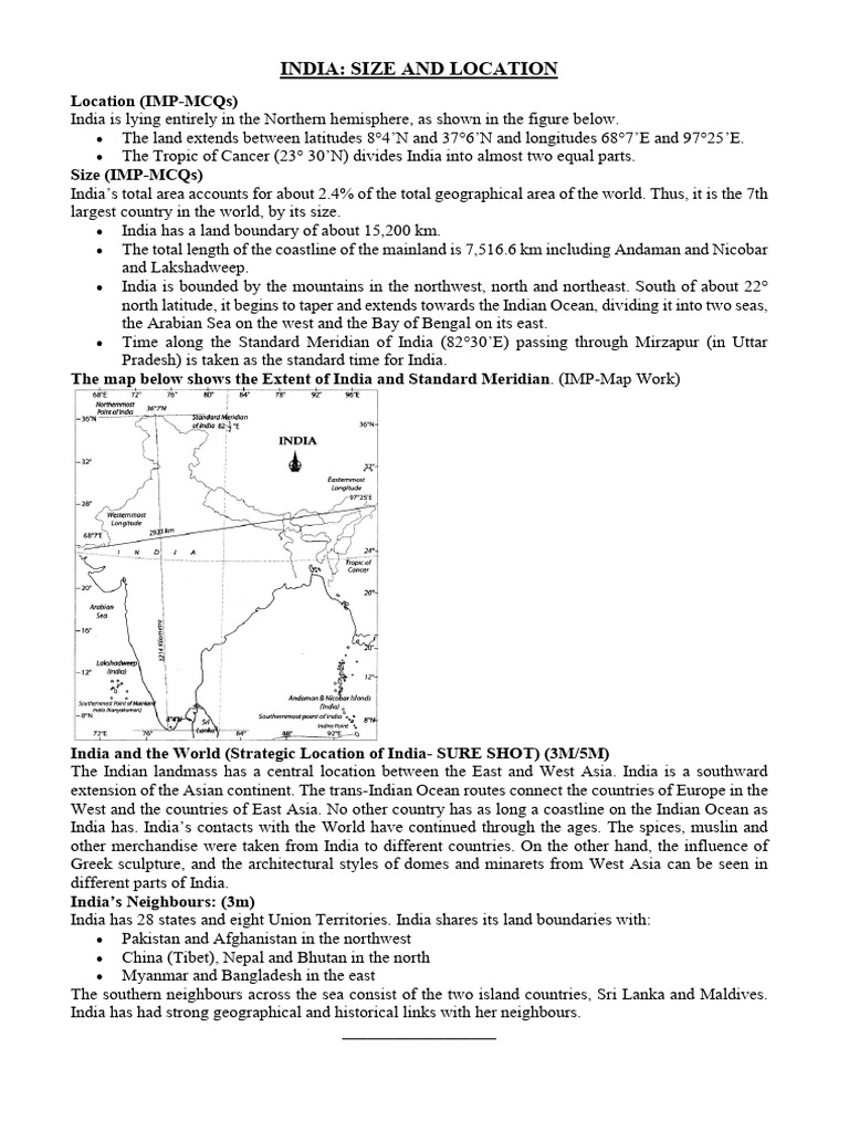India: Size and Geographic Location | PDF