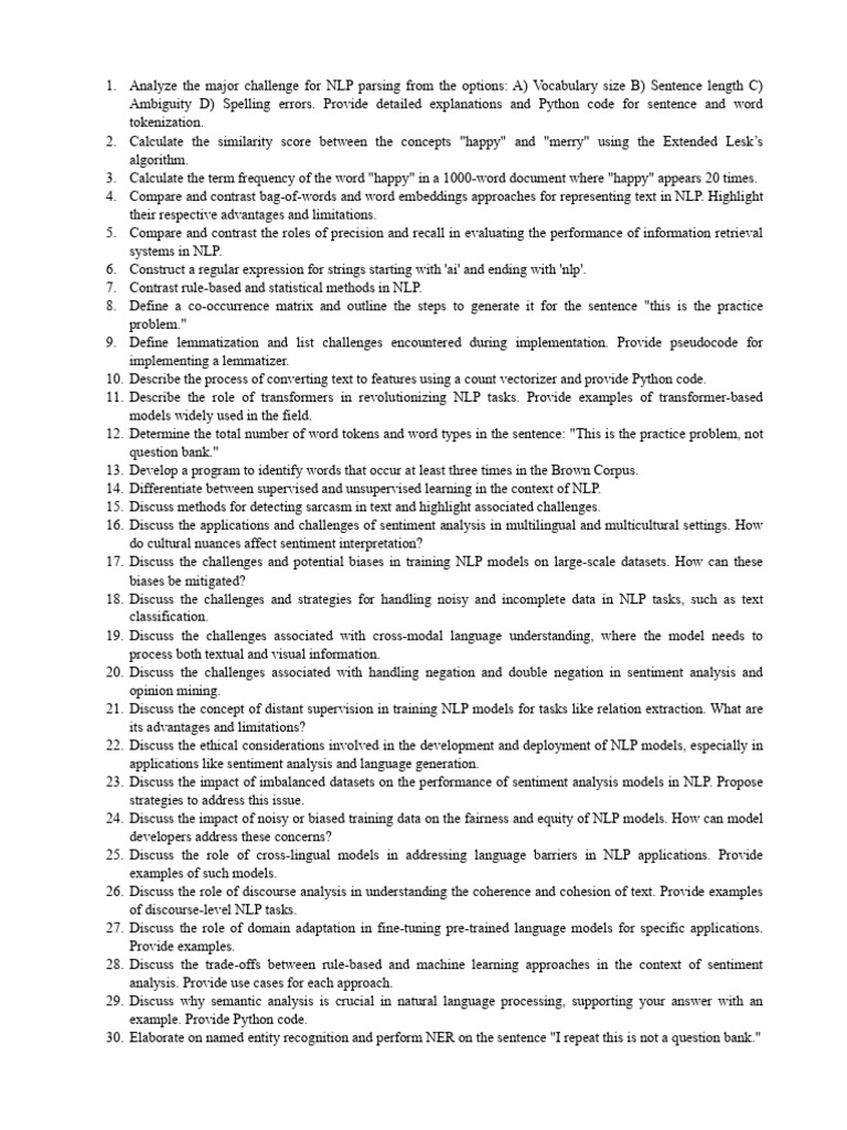 Practice Problems of NLP | PDF | Parsing | Artificial Intelligence