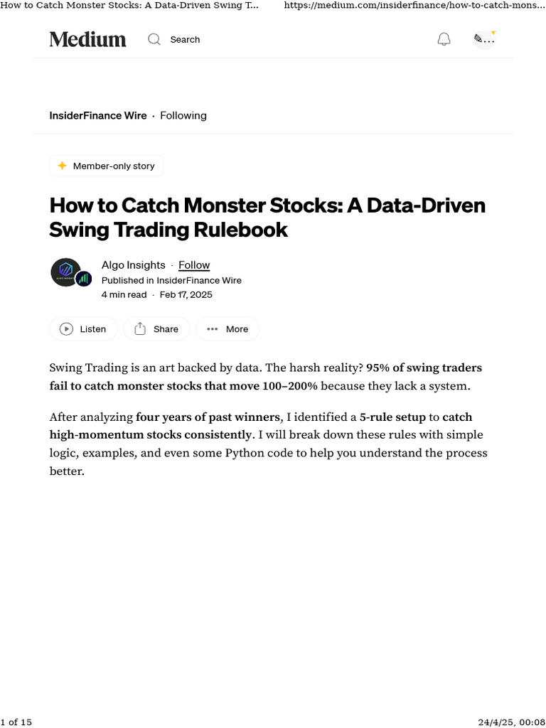 How To Catch Monster Stocks - A Data-Driven Swing Trading Rulebook - by ...