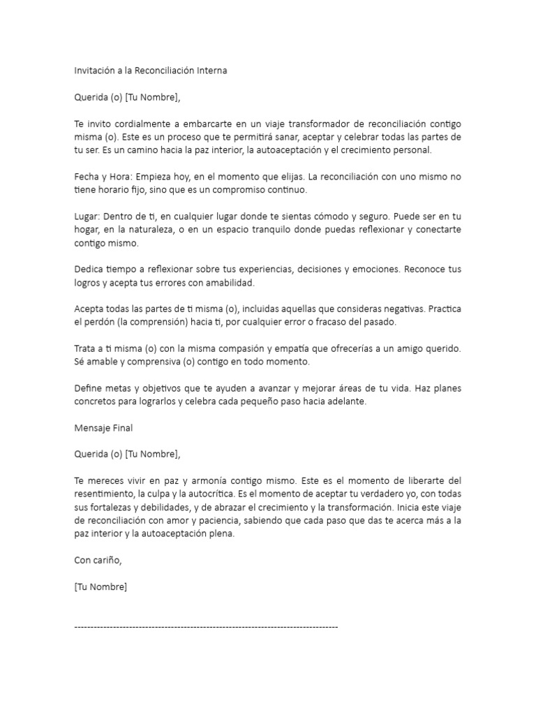 Ejemplo y Guía para Una Carta de Reconciliación | PDF