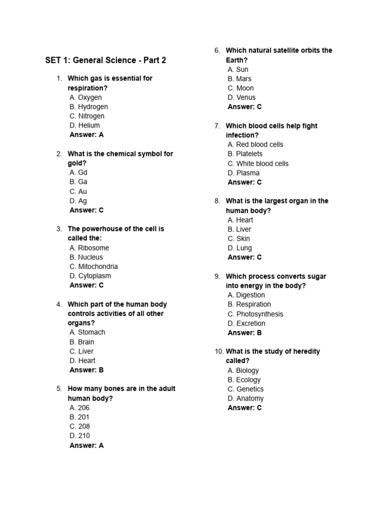 SET 1 - General Science - Part 2 | PDF