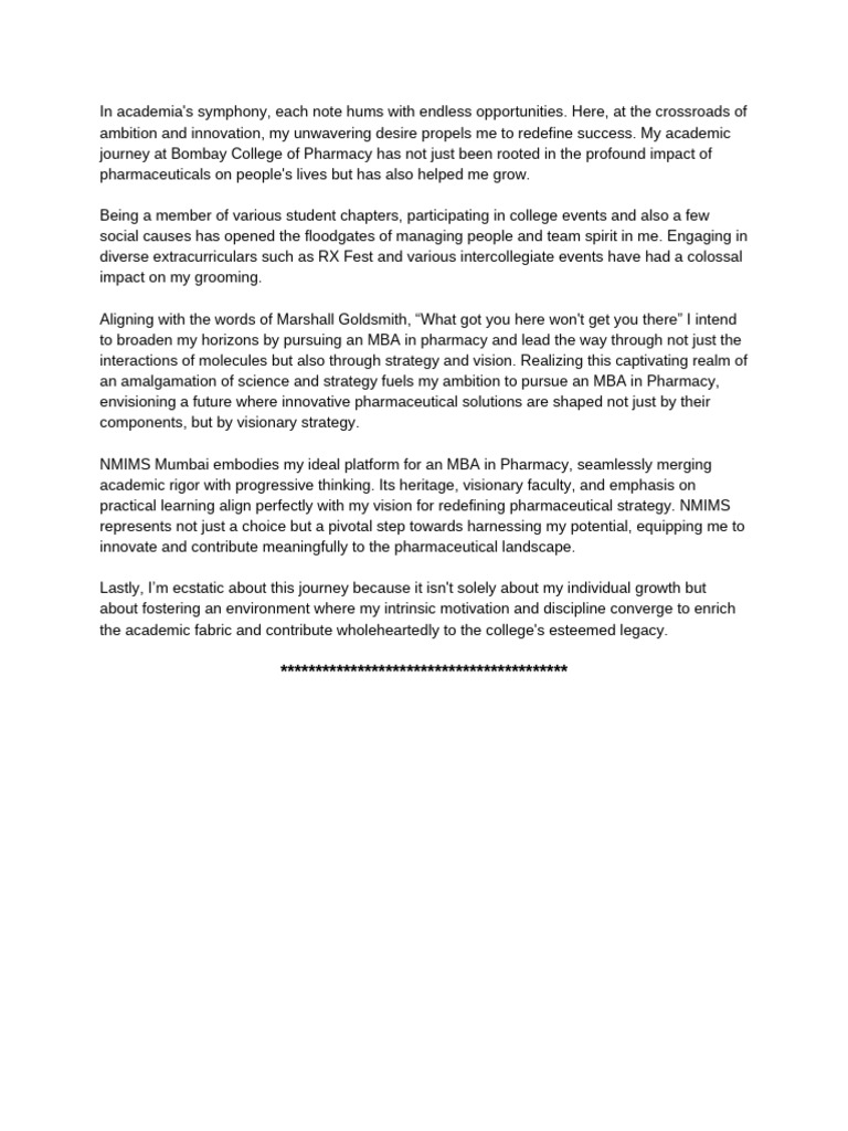 Nmims Sop - Purva Dongre | PDF