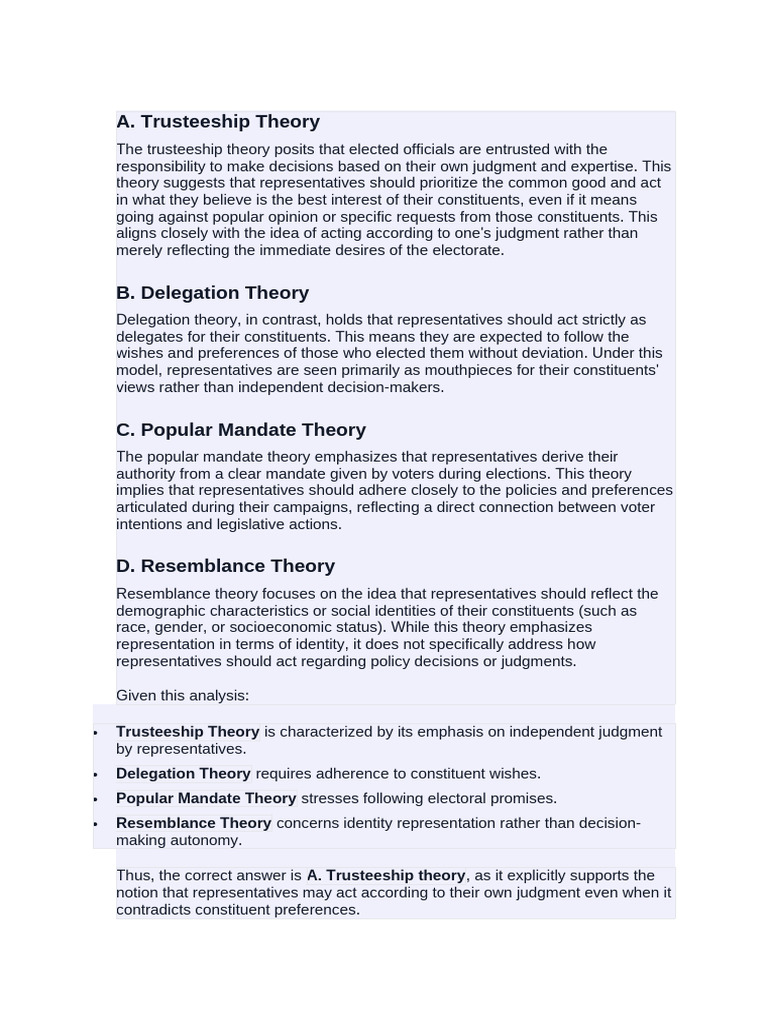 Trusteeship Theory in Representation | PDF