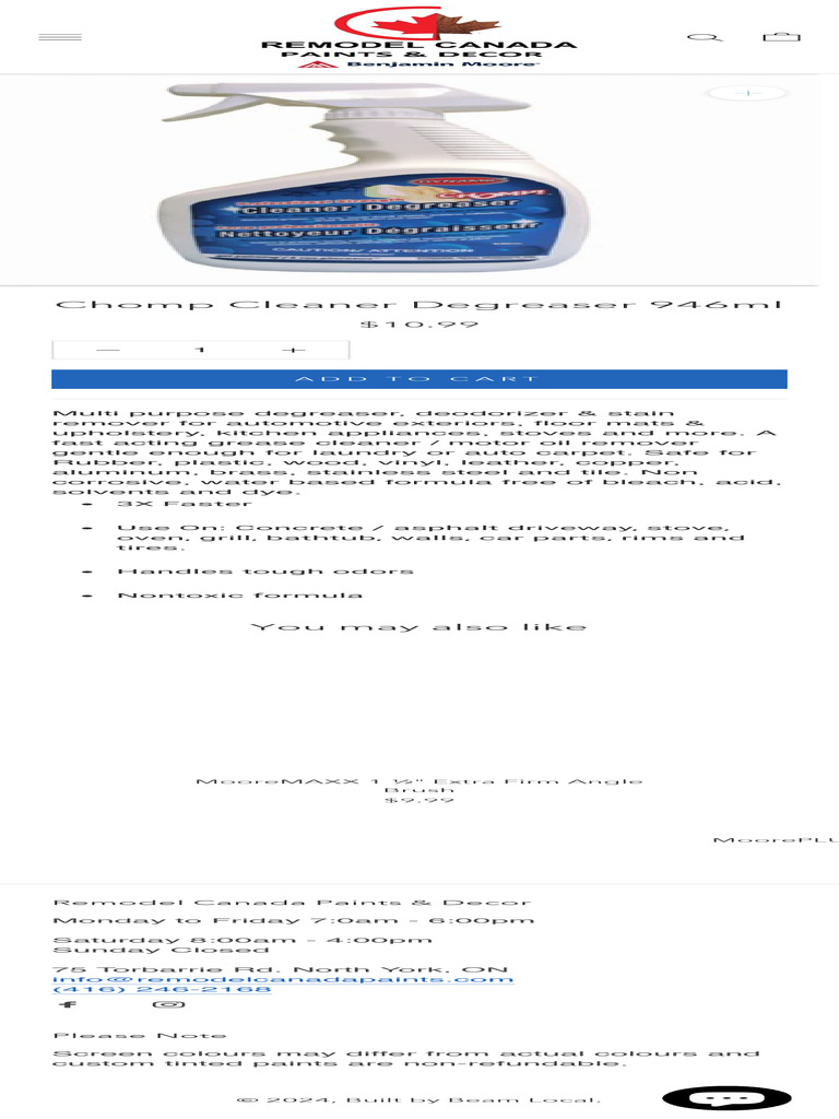 Chomp Cleaner Degreaser 946ml Remodel Canada Paints & Decor | PDF