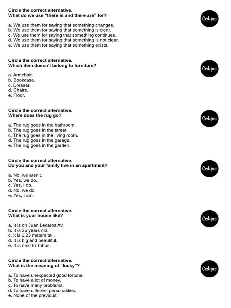 Circle The Correct Alternative Unit 7 | PDF