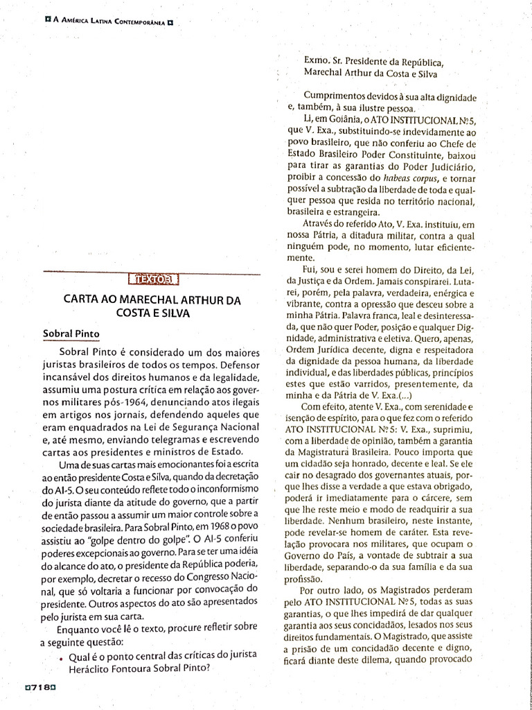 Texto 3 - Carta Ao Marechal Arthur Da Costa e Silva | PDF
