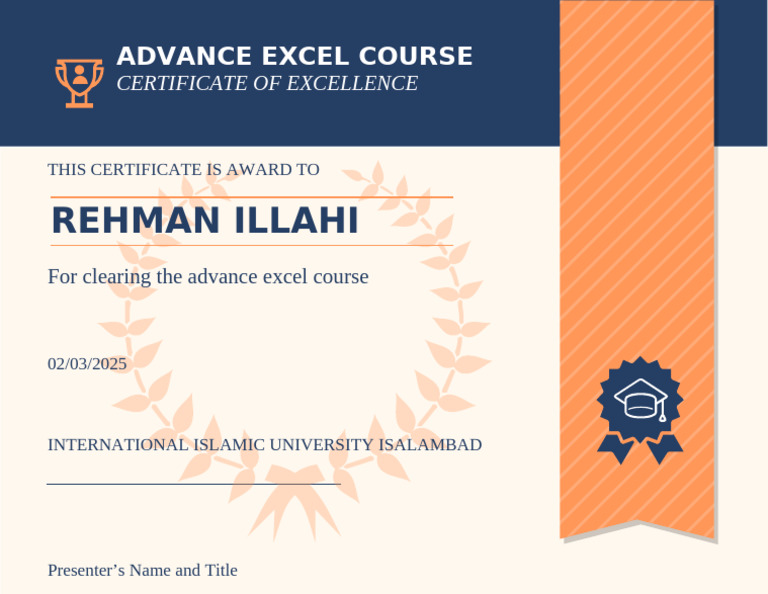 Certificate of Excel | PDF