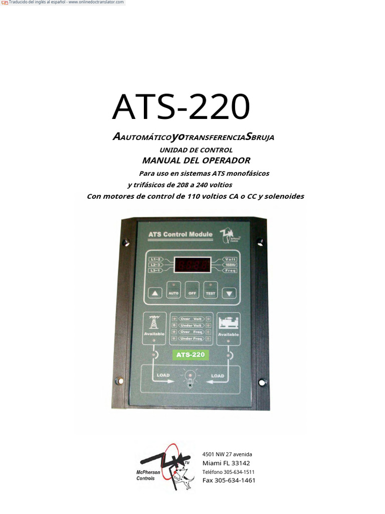 ATS-220 Manual - En.es | PDF | Cambiar | Generador eléctrico