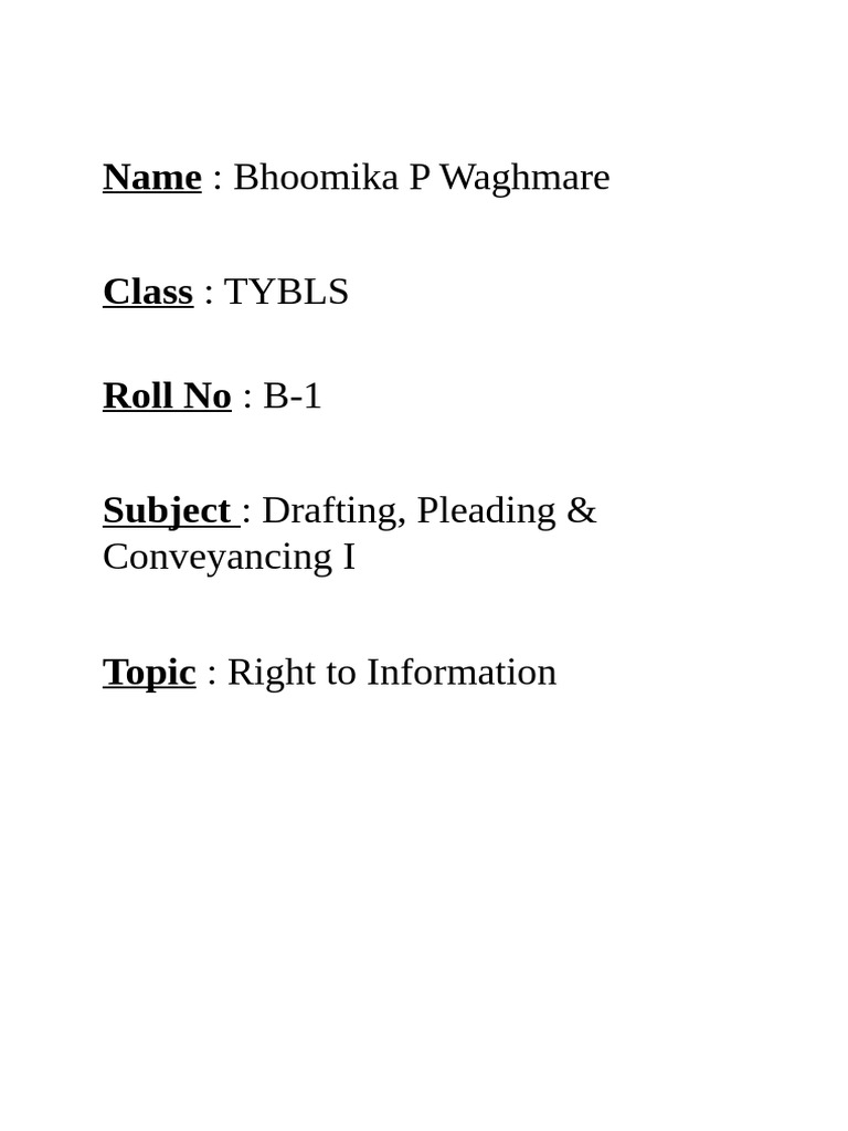 RTI Application and The Object of The RTI Act (DPC) | PDF | Governance | Political Science