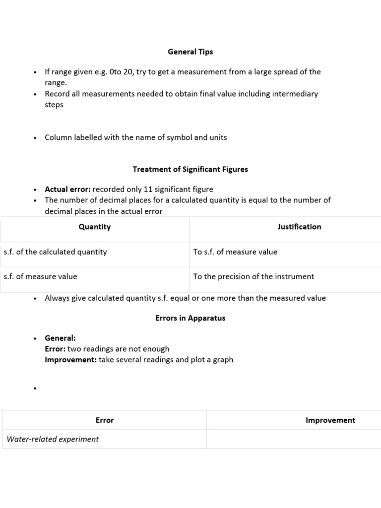 General Tips Paper3 Physics | PDF | Force | Significant Figures