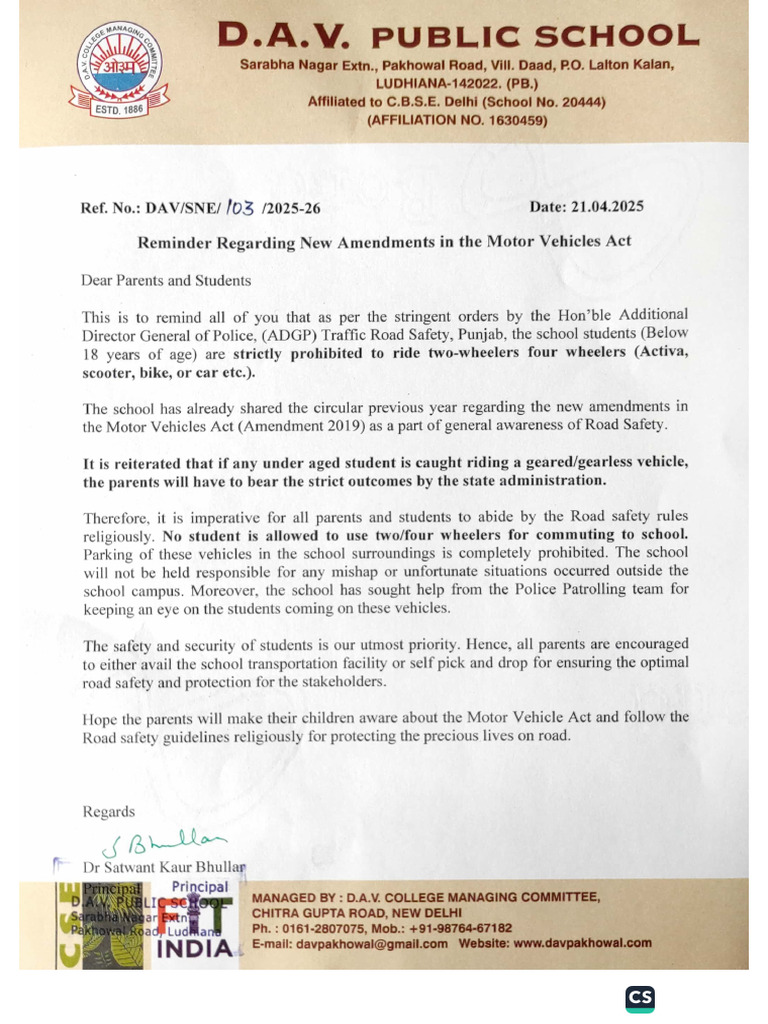 Circular For Parents & Studebts | PDF