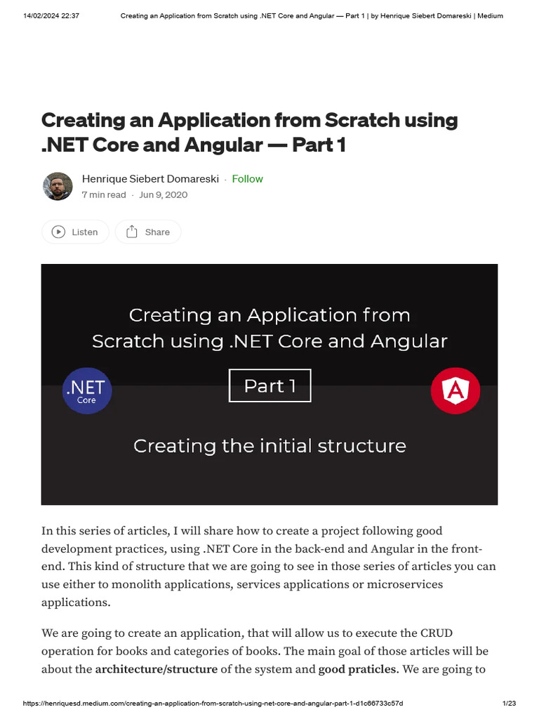 Creating An Application From Scratch Using Net Core And Angular Part 1 By Henrique Siebert