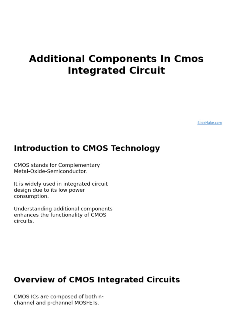 Additional Components in Cmos Integrated Circuit | PDF | Cmos ...
