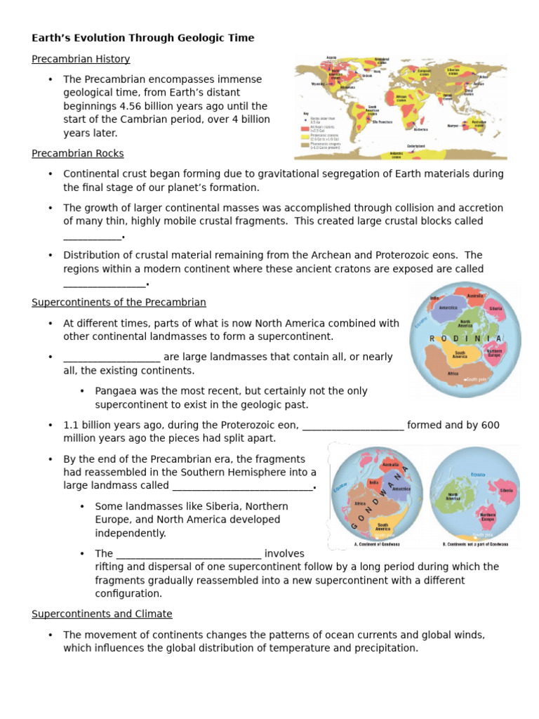 Earth's Evolution through Geologic Time - STUDENT | PDF | Continent | Homo